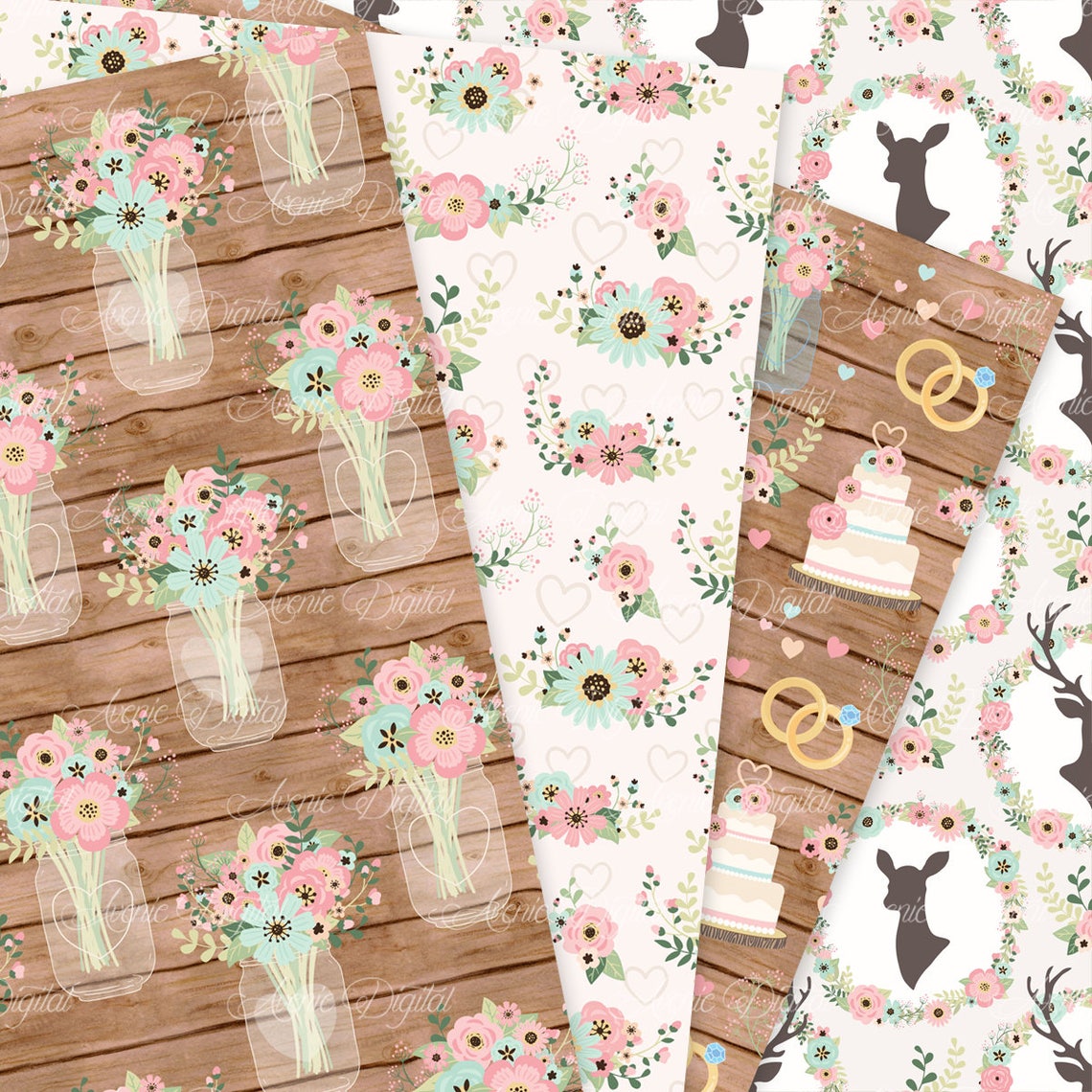 Classic Rustic Wedding Digital Paper. Scrapbook Backgrounds - Etsy