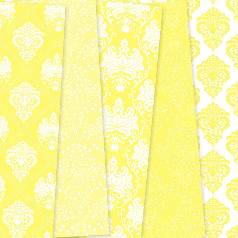 28 Yellow Damask Digital Paper. Scrapbook Backgrounds Light - Etsy