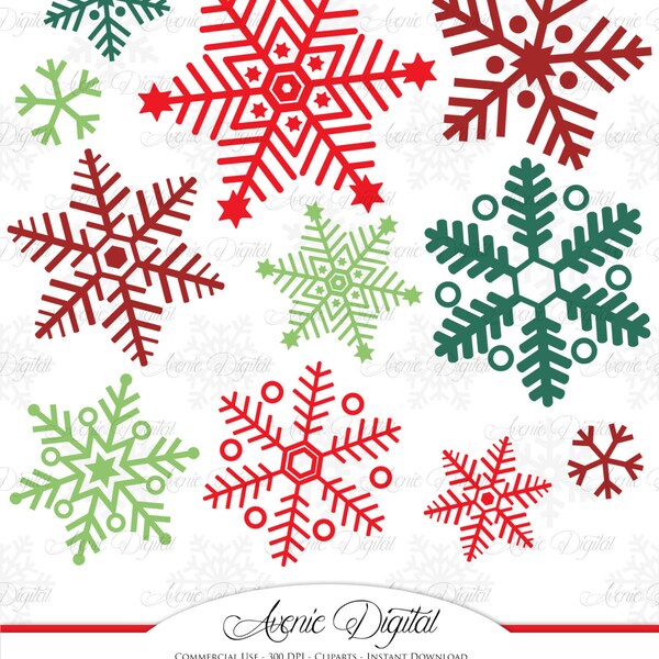 Snowflakes Clipart - Etsy