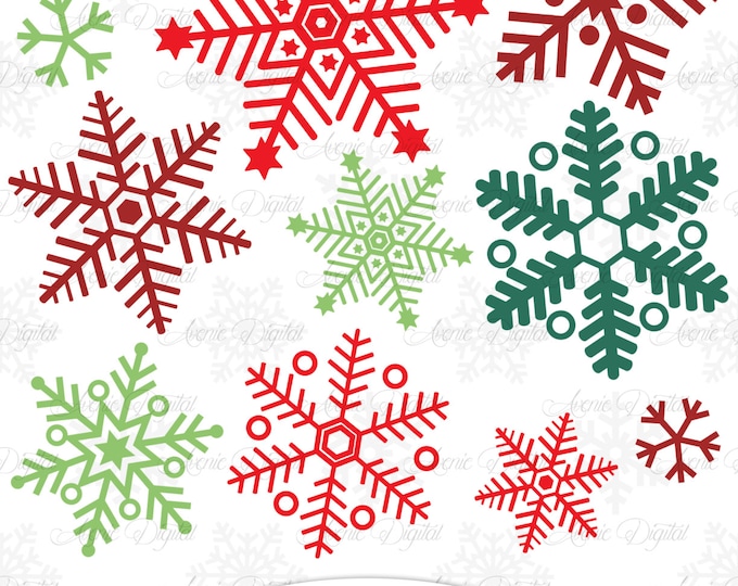 28 Christmas Snowflake Clipart Scrapbook Printables, Holiday Clip Art ...