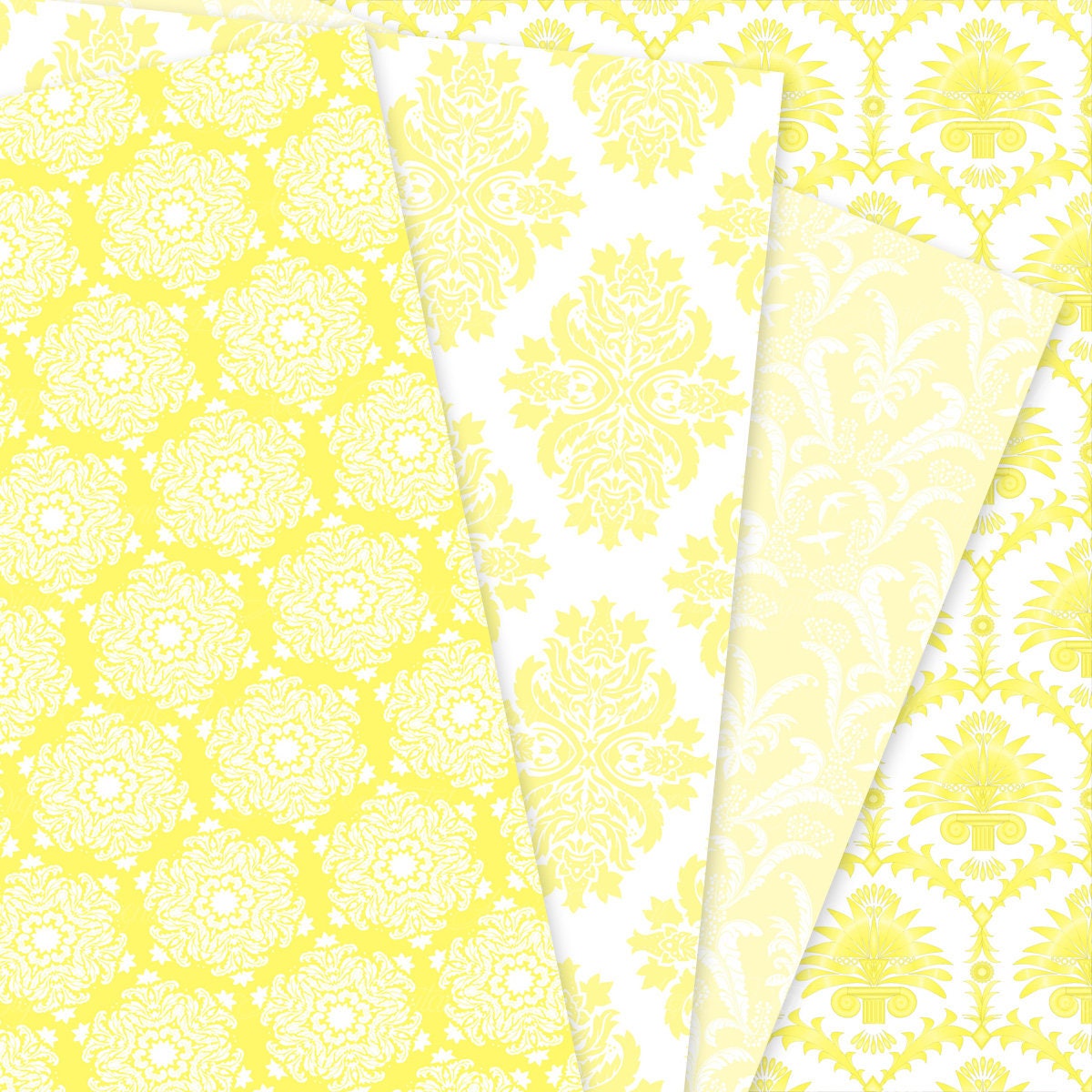28 Yellow Damask Digital Paper. Scrapbook Backgrounds Light - Etsy