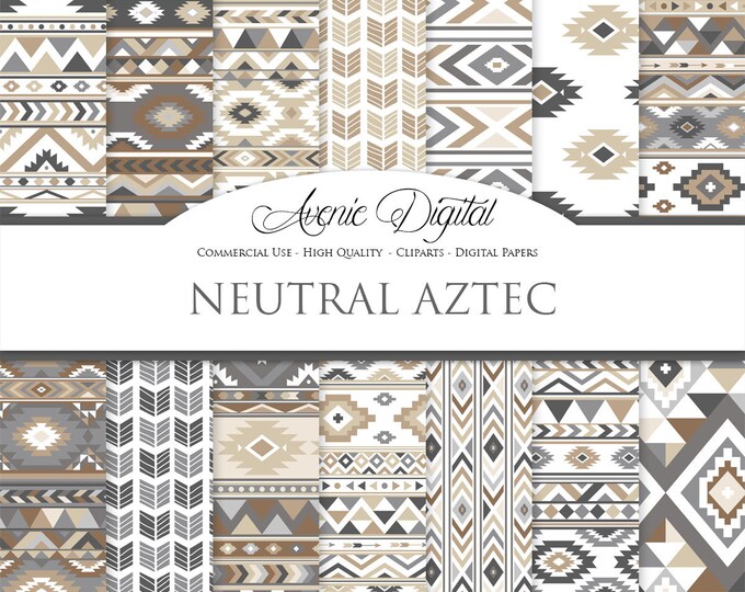 Neutral Aztec Digital Paper. Scrapbook Backgrounds. Aztec - Etsy