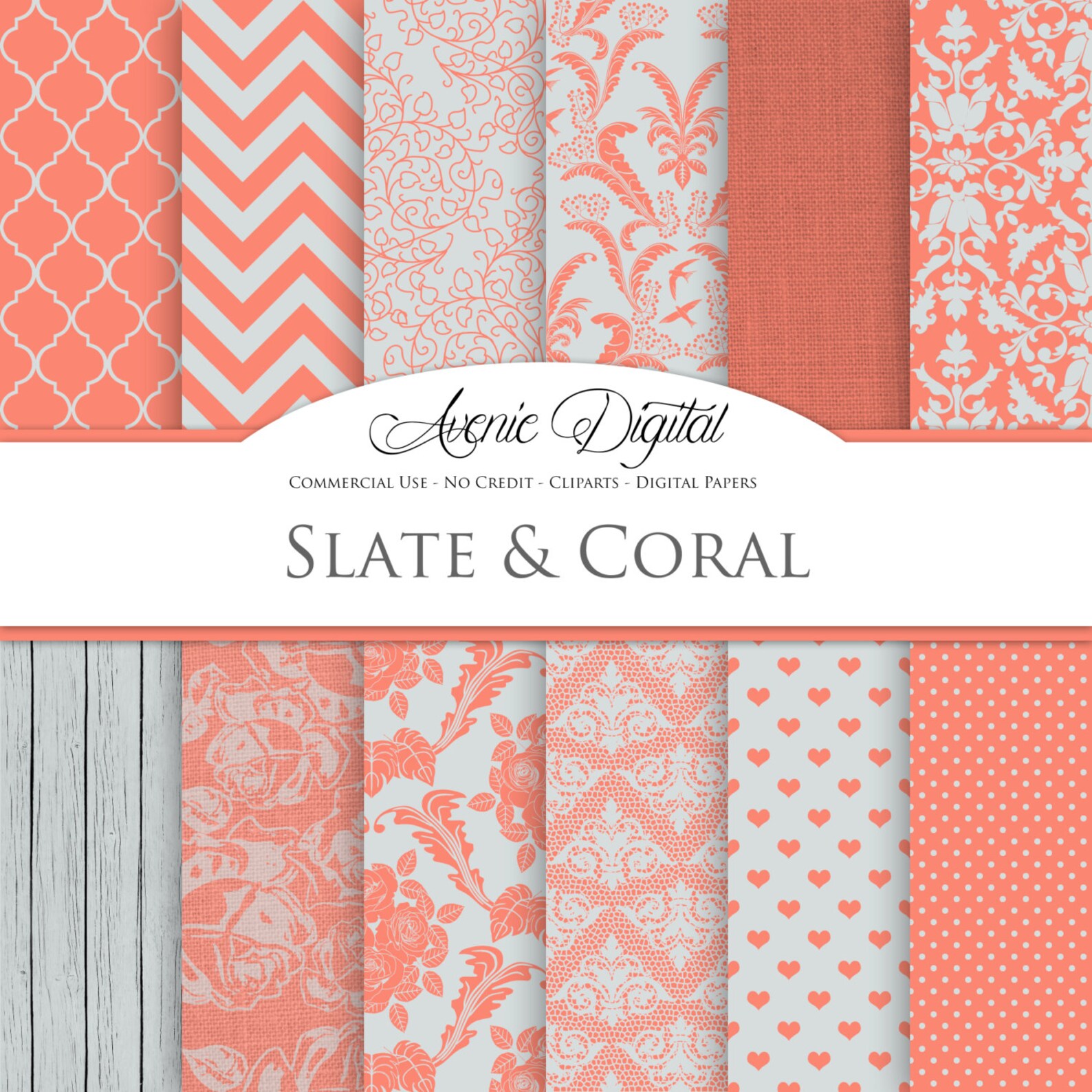 Coral Wedding Digital Paper. Scrapbooking Backgrounds Bridal - Etsy