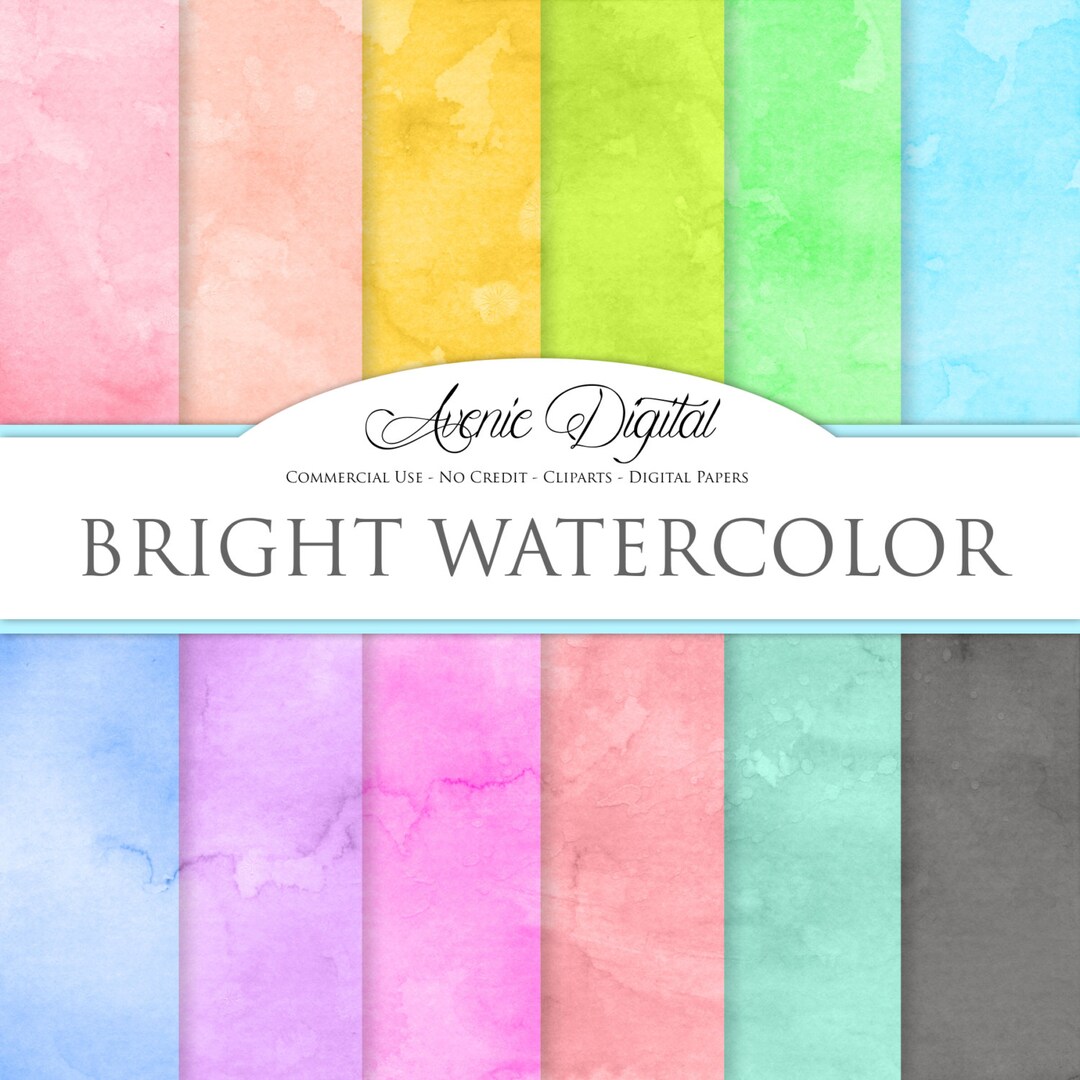 Bright Watercolor Digital Paper. Scrapbooking Backgrounds, Paint ...