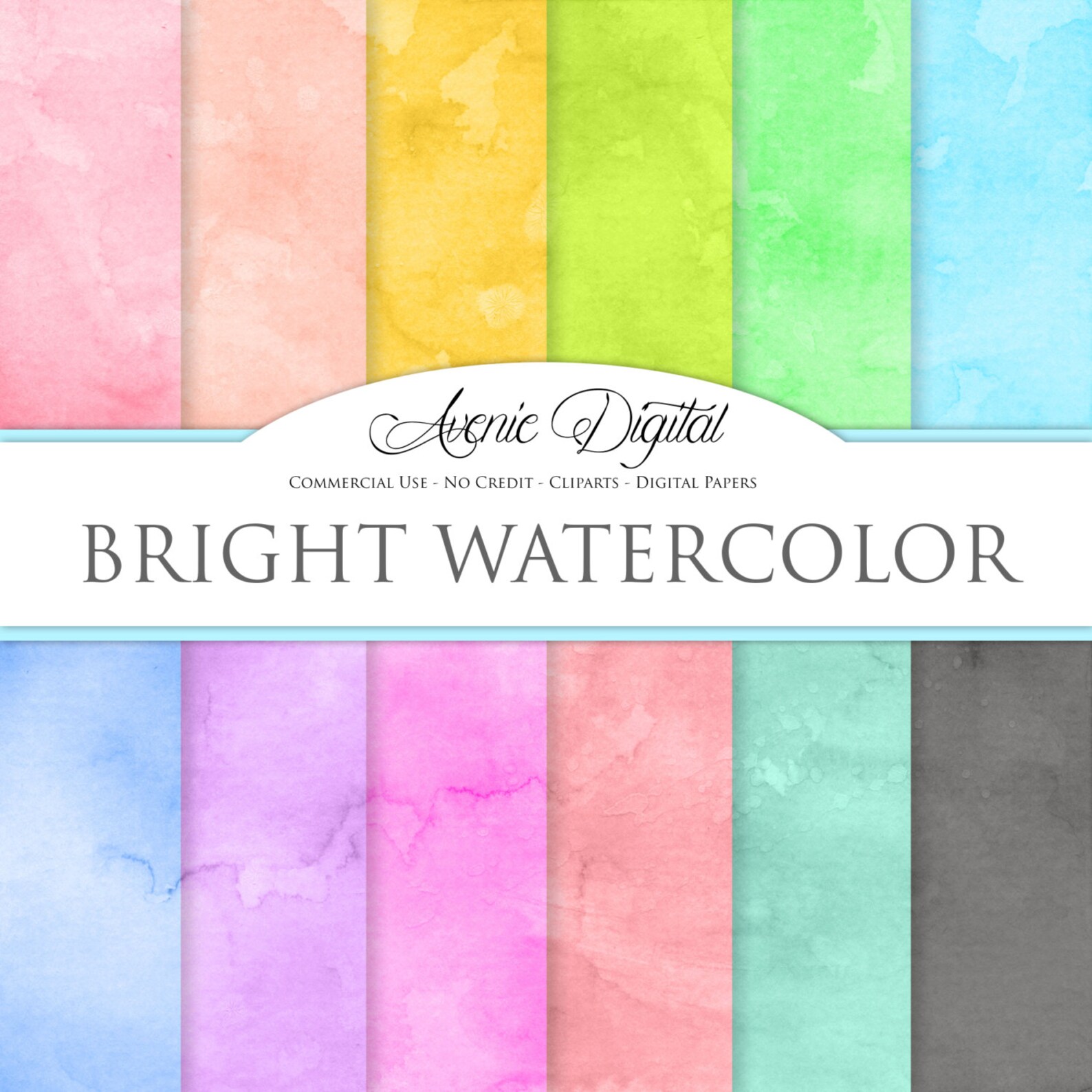 Bright Watercolor Digital Paper. Scrapbooking Backgrounds - Etsy