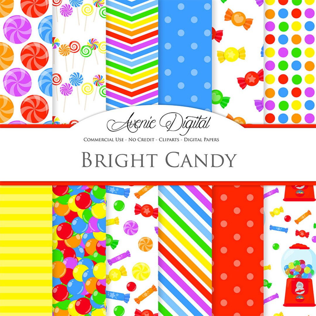 Bright Candy Digital Paper. Scrapbook Backgrounds, Cute Sweet Tooth ...