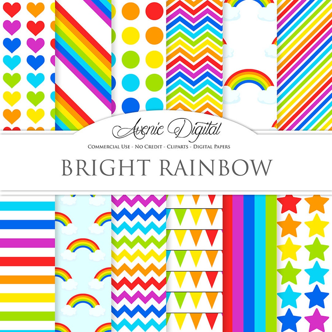 Rainbow Digital Paper. Scrapbook Backgrounds. Sky Patterns Commercial ...