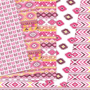 Pink and Yellow Aztec Digital Paper. Scrapbook Backgrounds. - Etsy