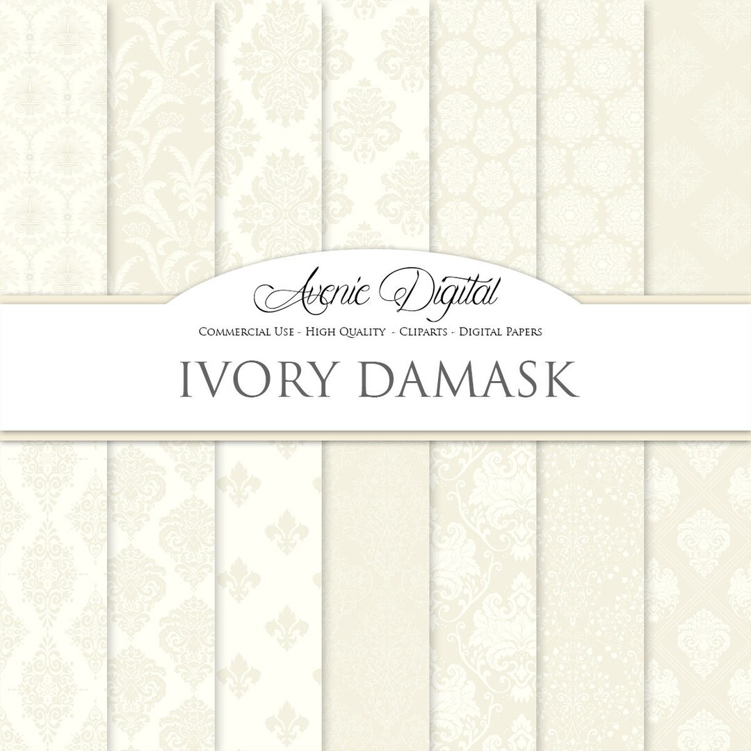 28 Ivory Damask Digital Paper. Cream Scrapbooking Backgrounds. off ...