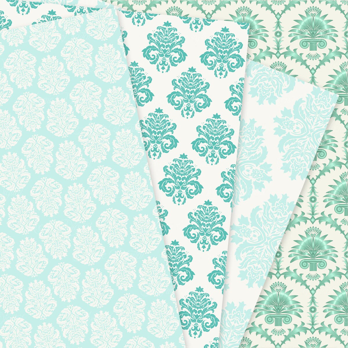 28 Mint Damask Digital Paper. Scrapbooking Backgrounds Mint - Etsy