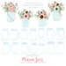 Pink and Mint Mason Jar Wedding Clipart. Scrapbook Clip Art - Etsy