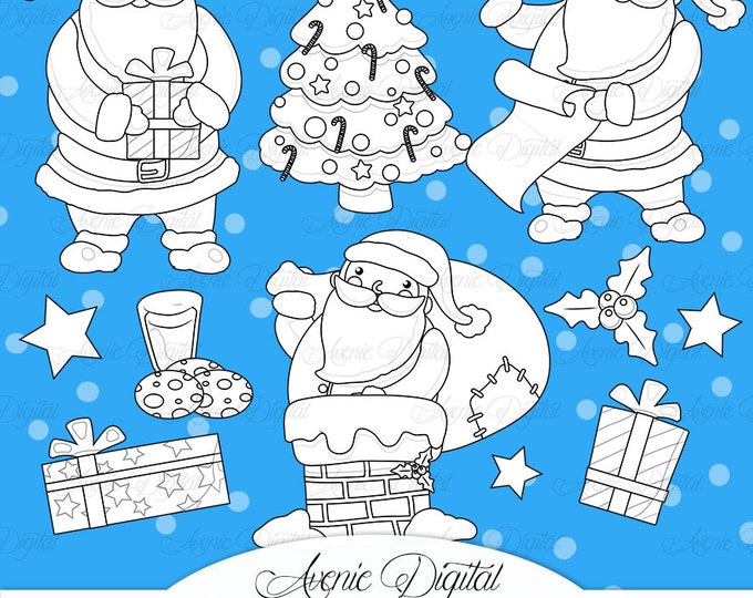 Christmas Santa Digital Stamps Scrapbook Printables Holiday - Etsy