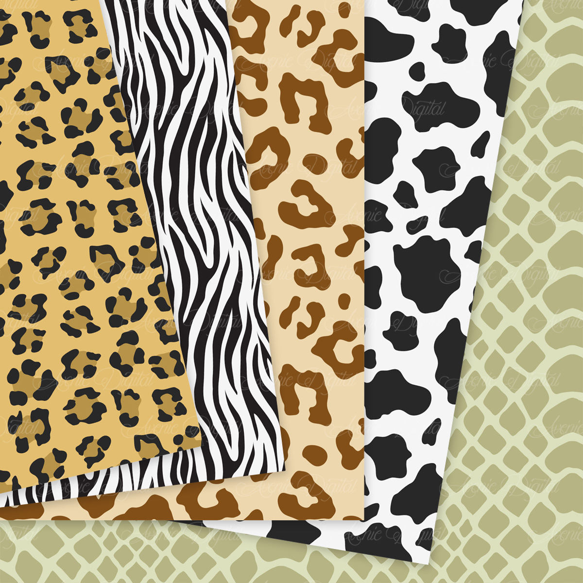 Vector Animal Prints Digital Paper Backgrounds Wild Animal | Etsy