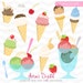 Yummy Icecream Clipart Scrapbook Printables, Vector Clip Art Set for ...