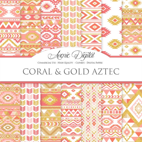 Coral Aztec - Etsy