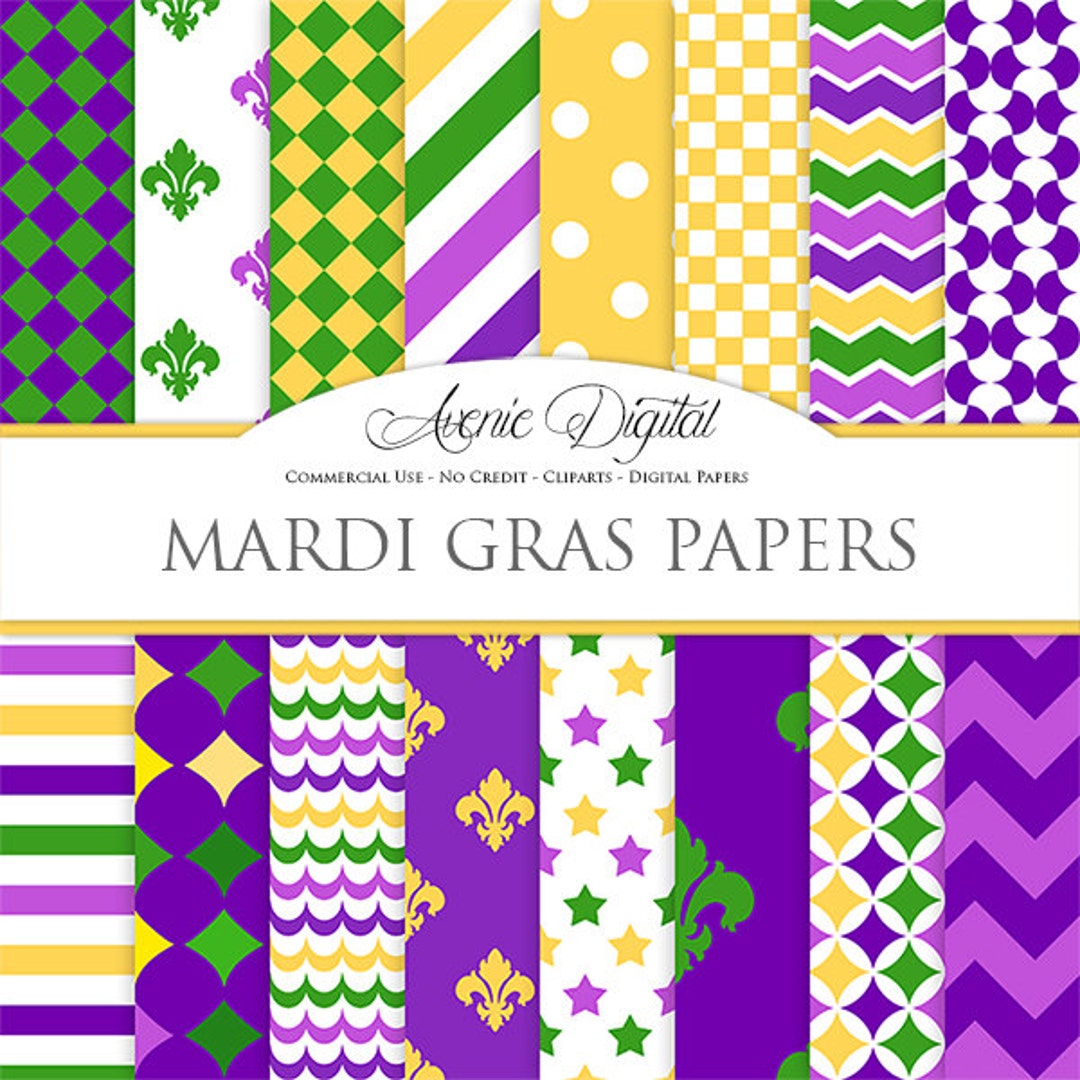 Mardi Gras Digital Paper Scrapbook Printables, Carnival Backgrounds Set ...