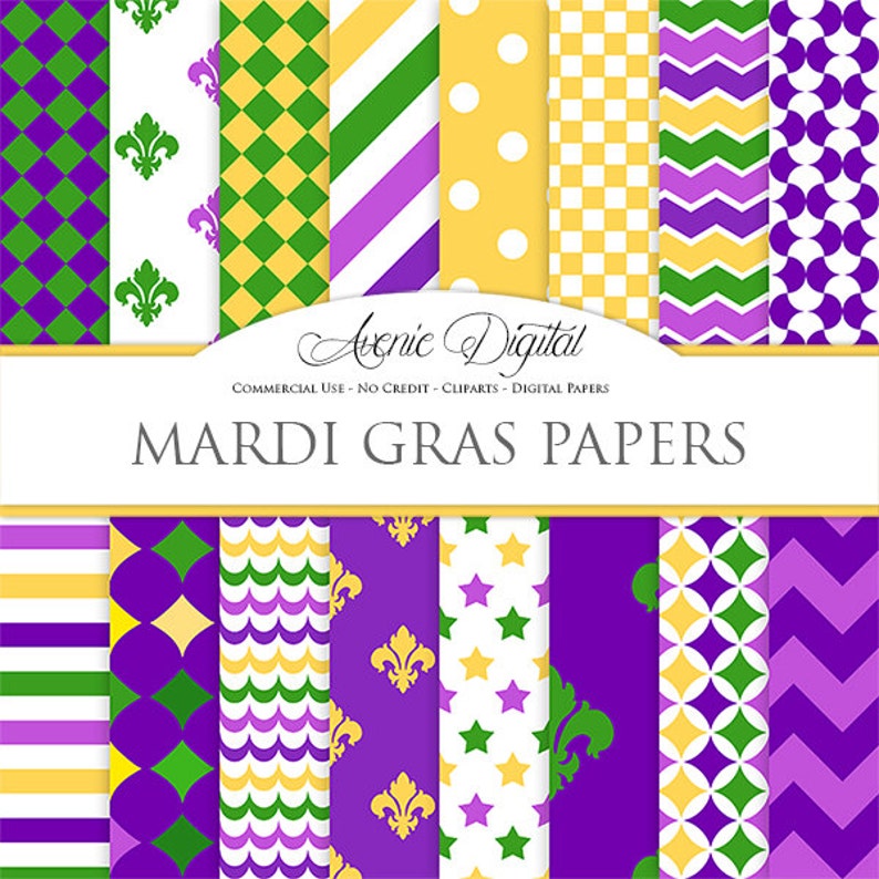 Mardi Gras Digital Paper Scrapbook Printables Carnival - Etsy