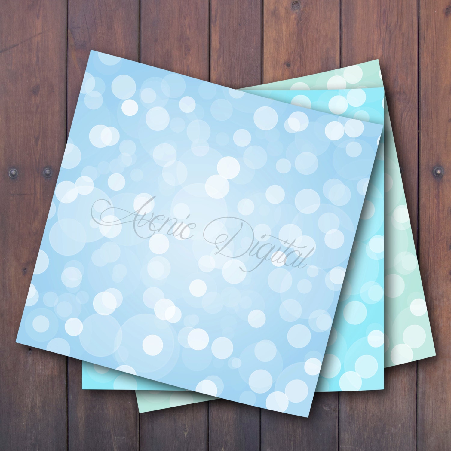 Blue Bokeh Digital Paper. Scrapbooking Backgrounds Sparkle - Etsy