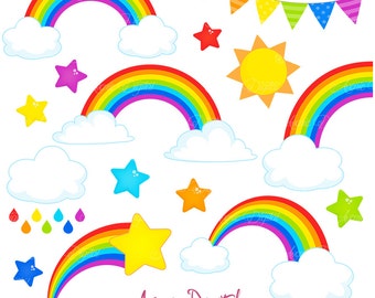 Pastel Rainbows Clipart Scrapbook Printables Vector Rainbow | Etsy