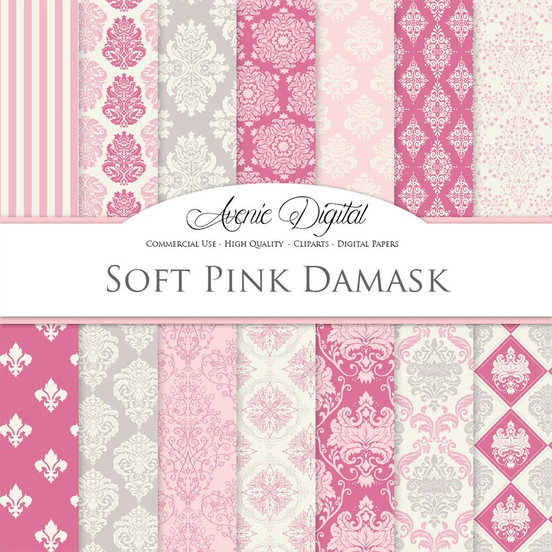 28 Pink Damask Digital Paper. Scrapbooking Backgrounds Pink - Etsy