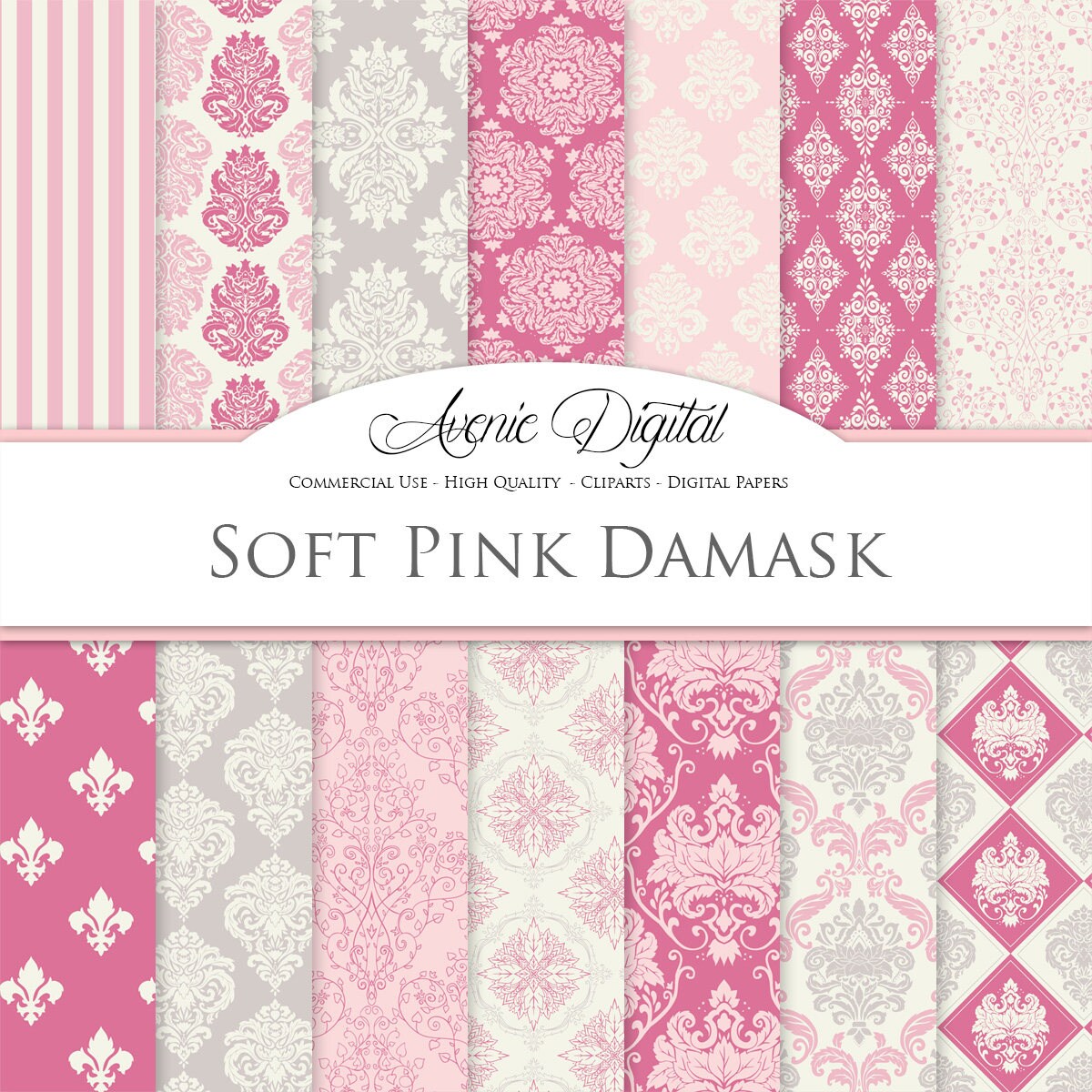 28 Pink Damask Digital Paper. Scrapbooking Backgrounds Pink | Etsy