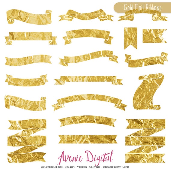 Yellow Golden Ribbon Banner Clip Art