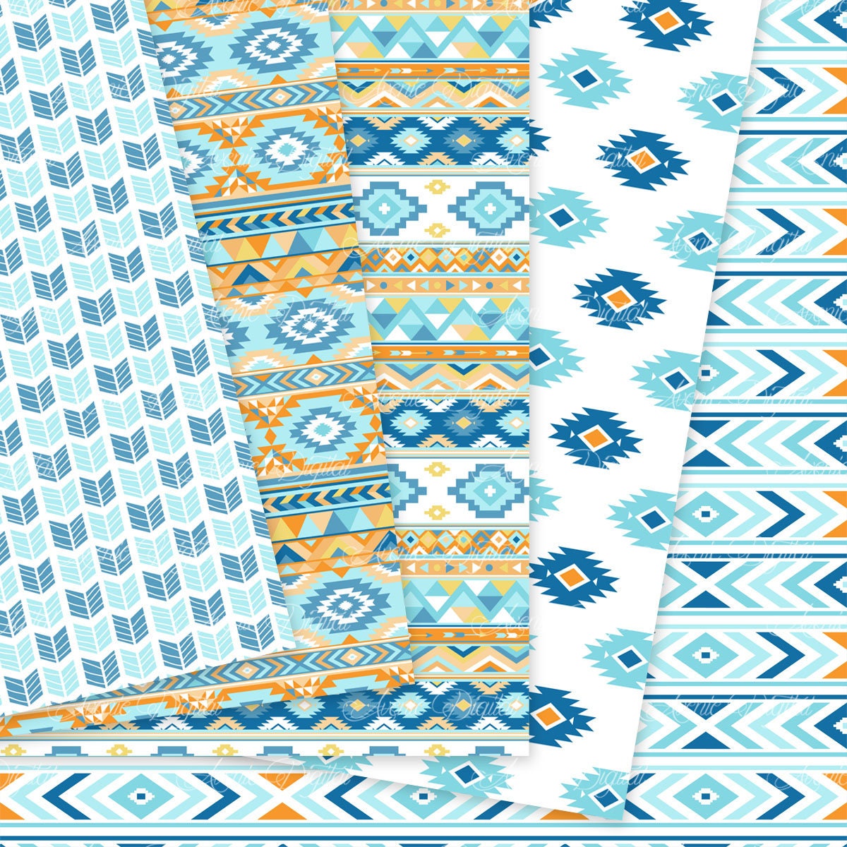 Beach Aztec Digital Paper. Scrapbook Backgrounds. Aztec | Etsy