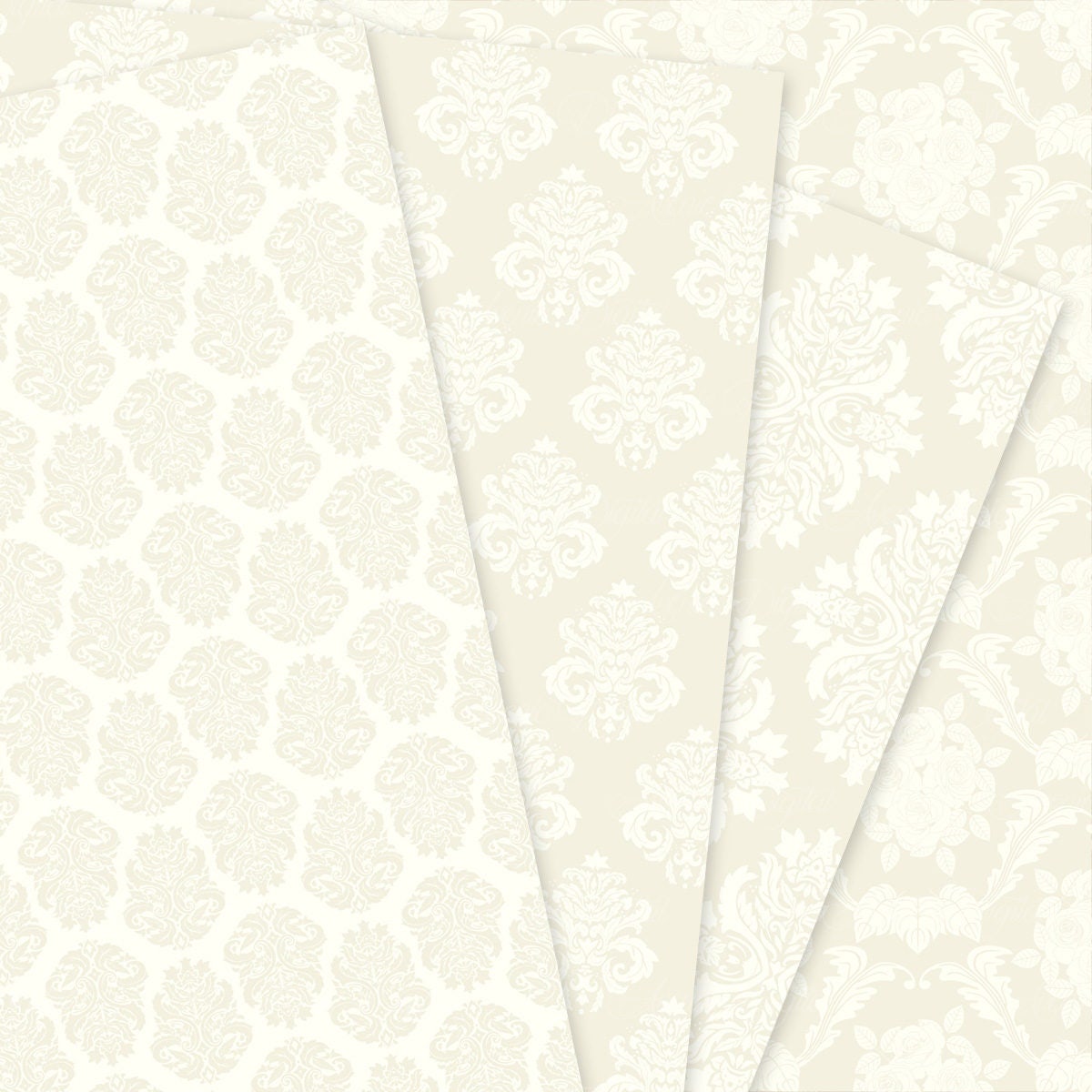 28 Ivory Damask Digital Paper. Cream Scrapbooking Backgrounds. | Etsy