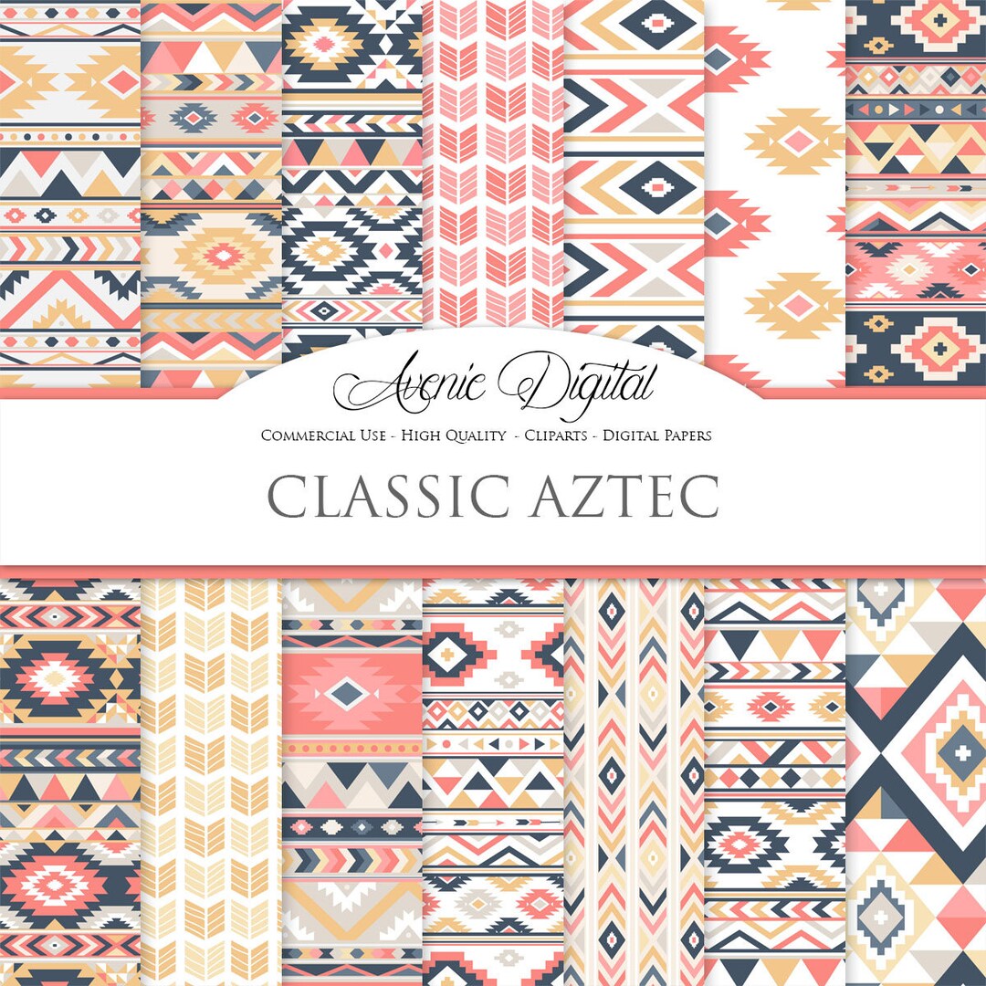 Classic Aztec Digital Paper. Scrapbook Backgrounds. Aztec Patterns ...