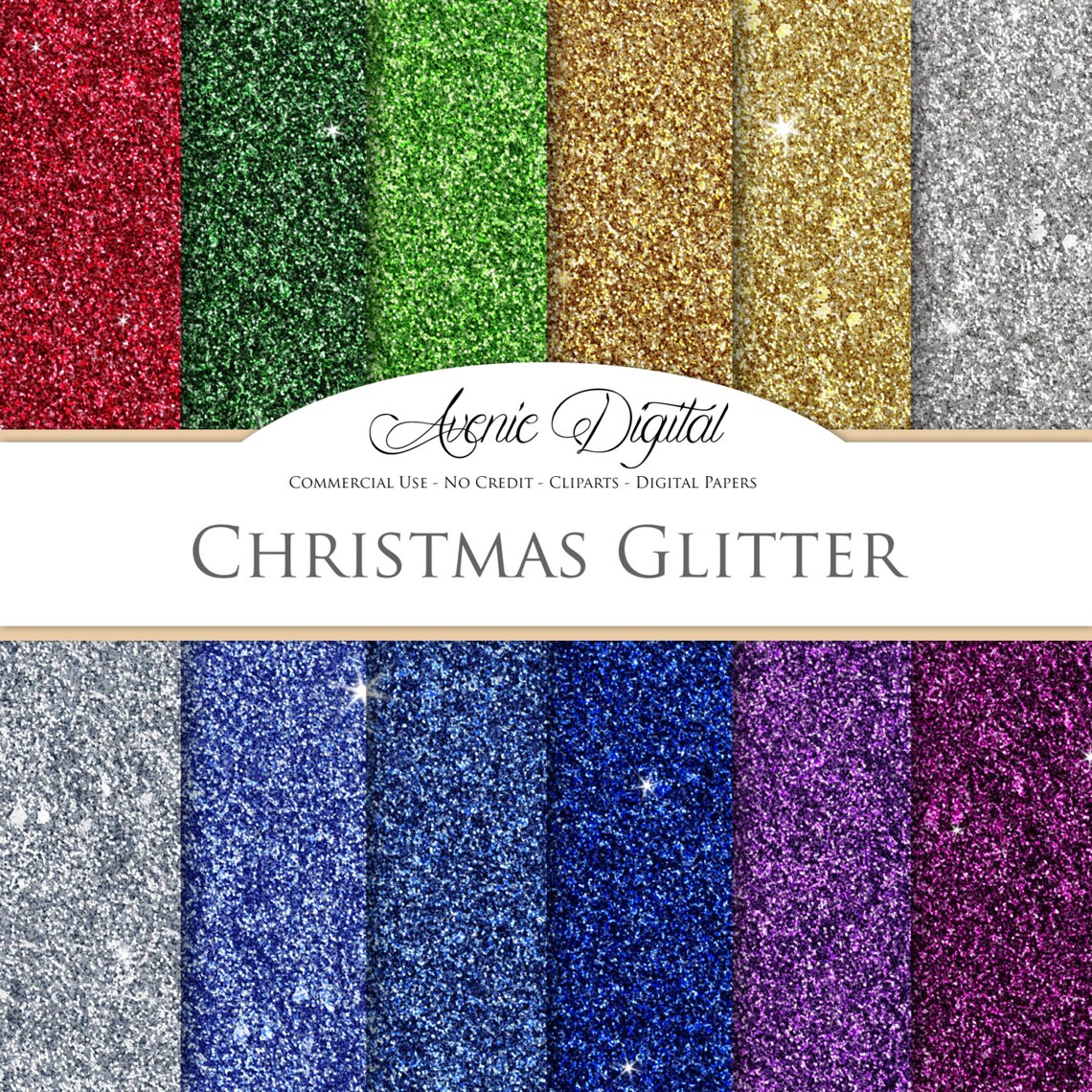 Christmas Glitter Digital Paper. Scrapbook Backgrounds - Etsy