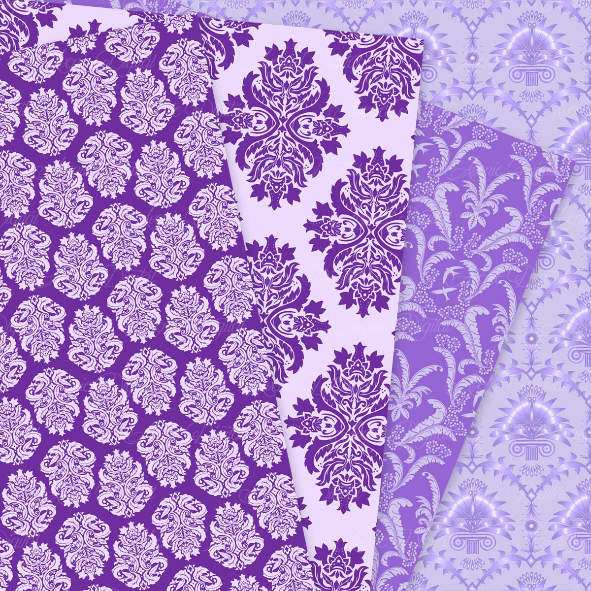 28 Purple Damask Digital Paper. Scrapbook Backgrounds Wedding | Etsy
