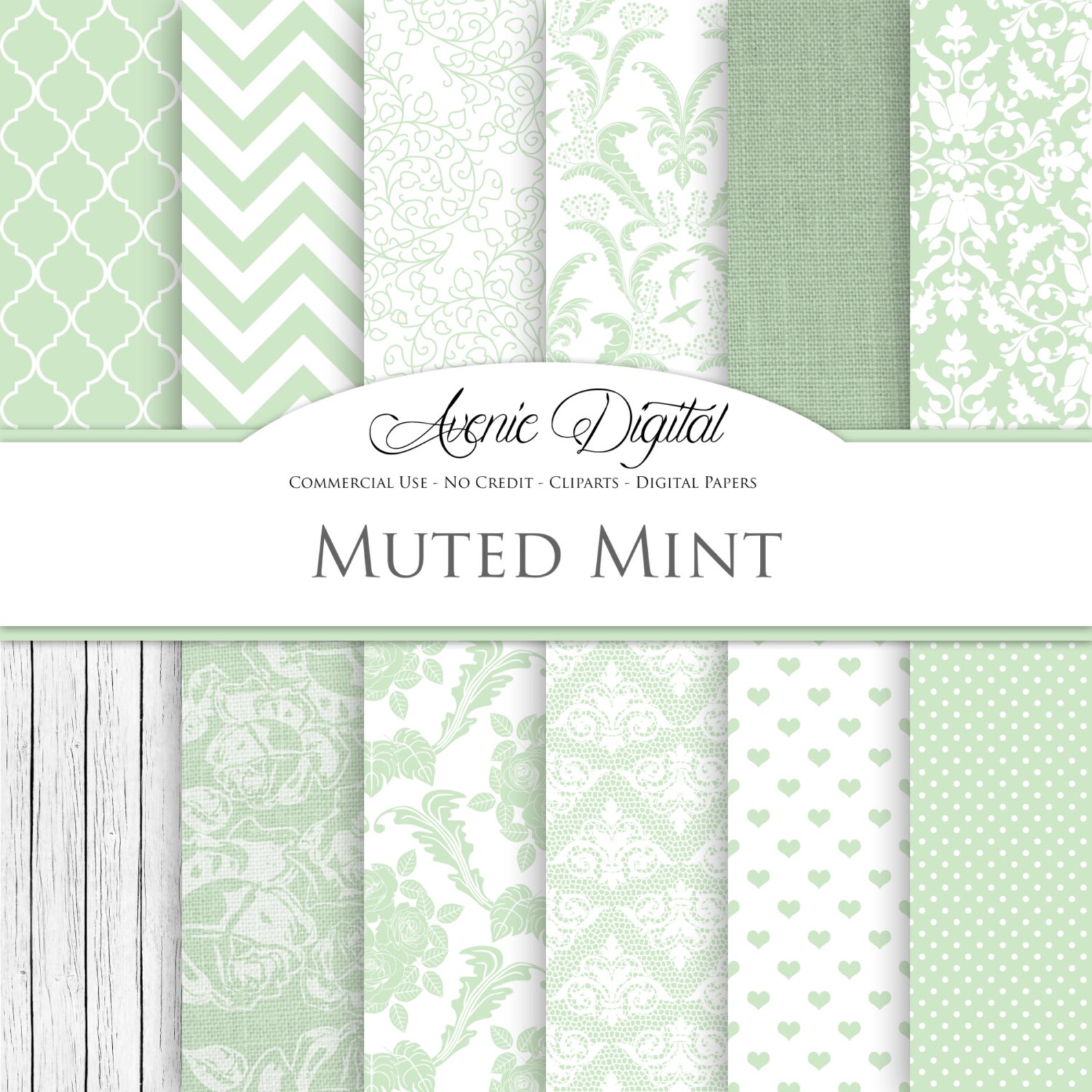 Muted Mint Wedding Digital Paper. Scrapbooking Backgrounds - Etsy