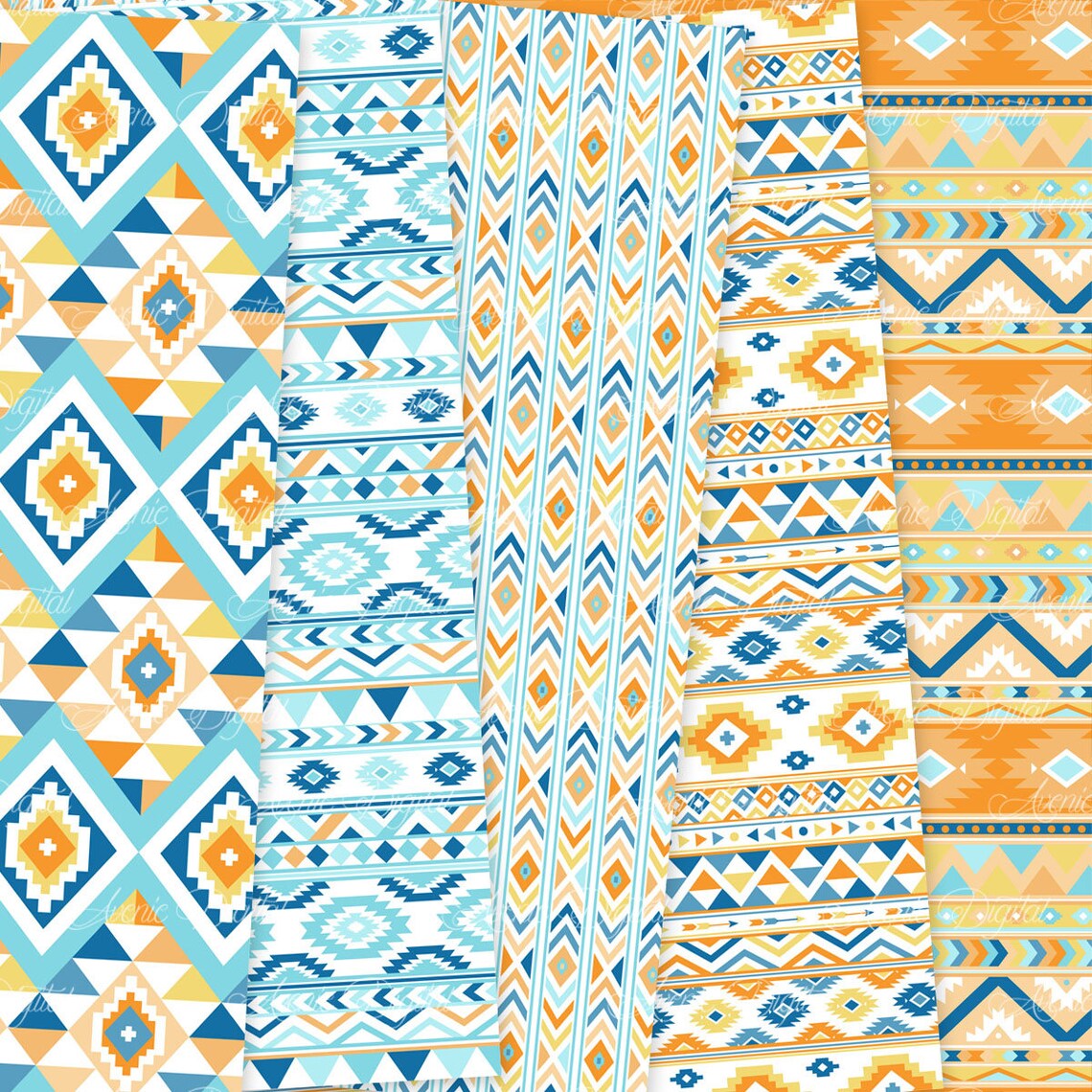 Beach Aztec Digital Paper. Scrapbook Backgrounds. Aztec | Etsy