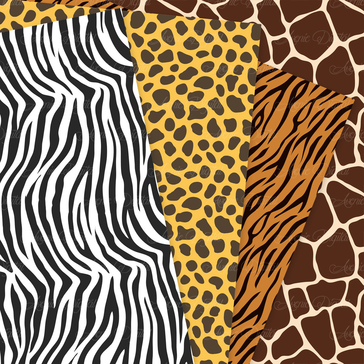 Vector Animal Prints Digital Paper Backgrounds Wild Animal | Etsy