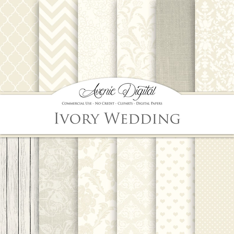 Ivory Wedding Digital Paper. Scrapbooking Backgrounds Bridal - Etsy