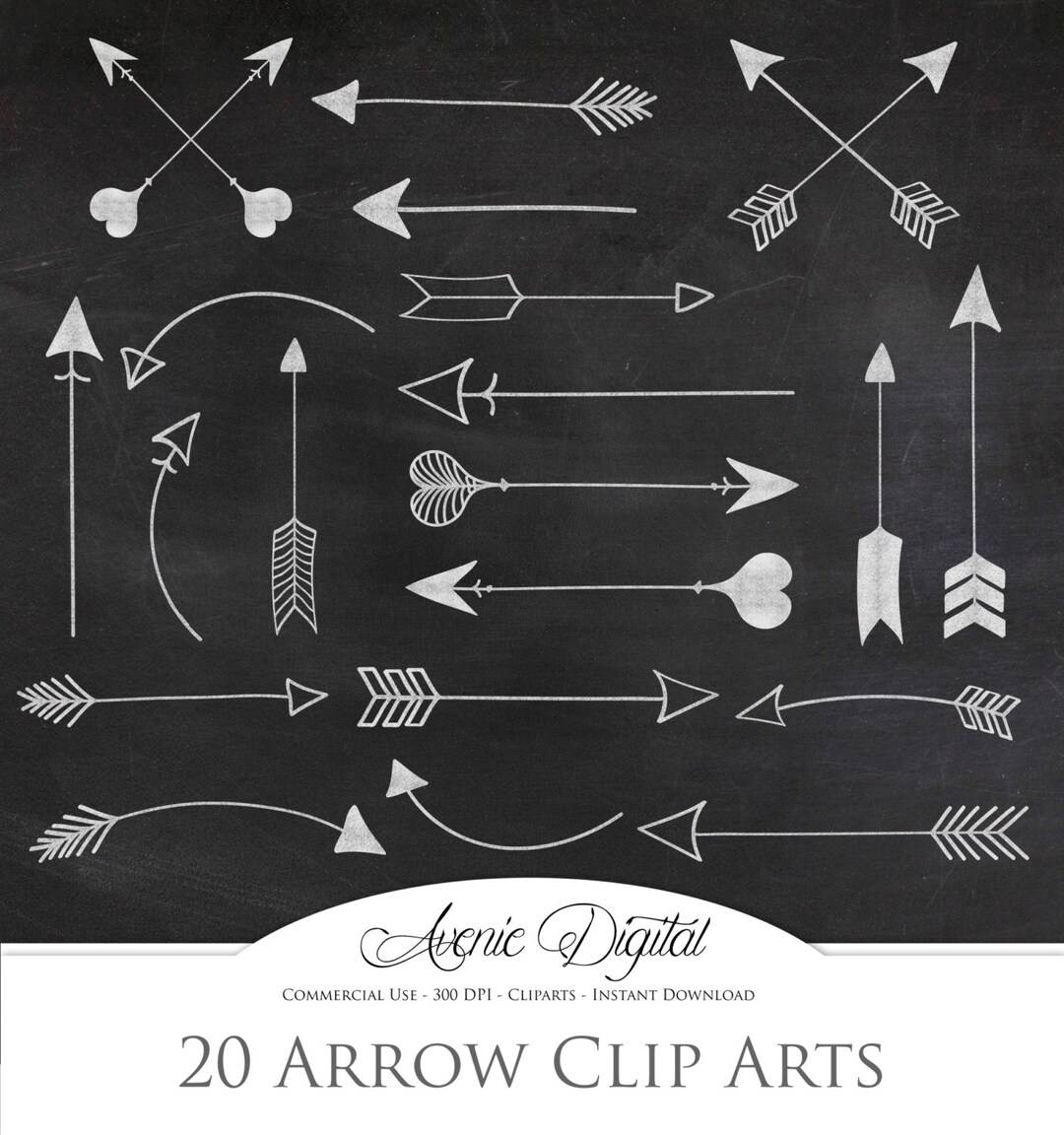 White Chalkboard Arrow Clipart . Scrapbook Printables, Tribal Doodle ...