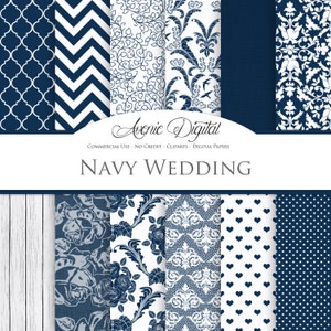 Navy Wedding Digital Paper. Scrapbooking Backgrounds Bridal - Etsy