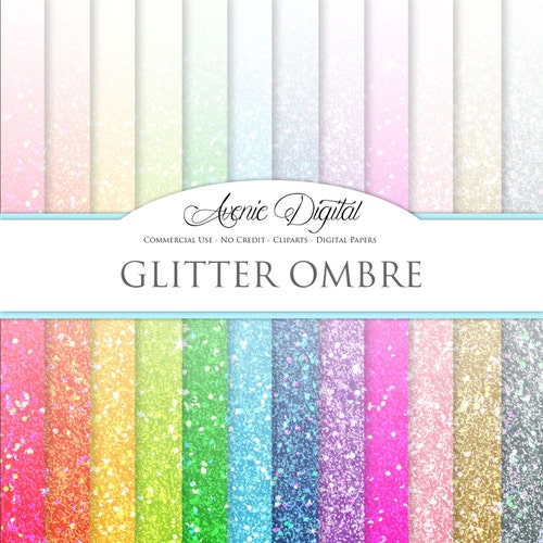 Glitter Ombre Digital Paper. Scrapbooking Backgrounds - Etsy