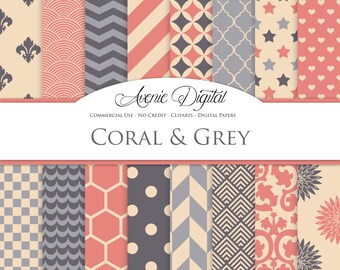 Coral and Grey | Etsy