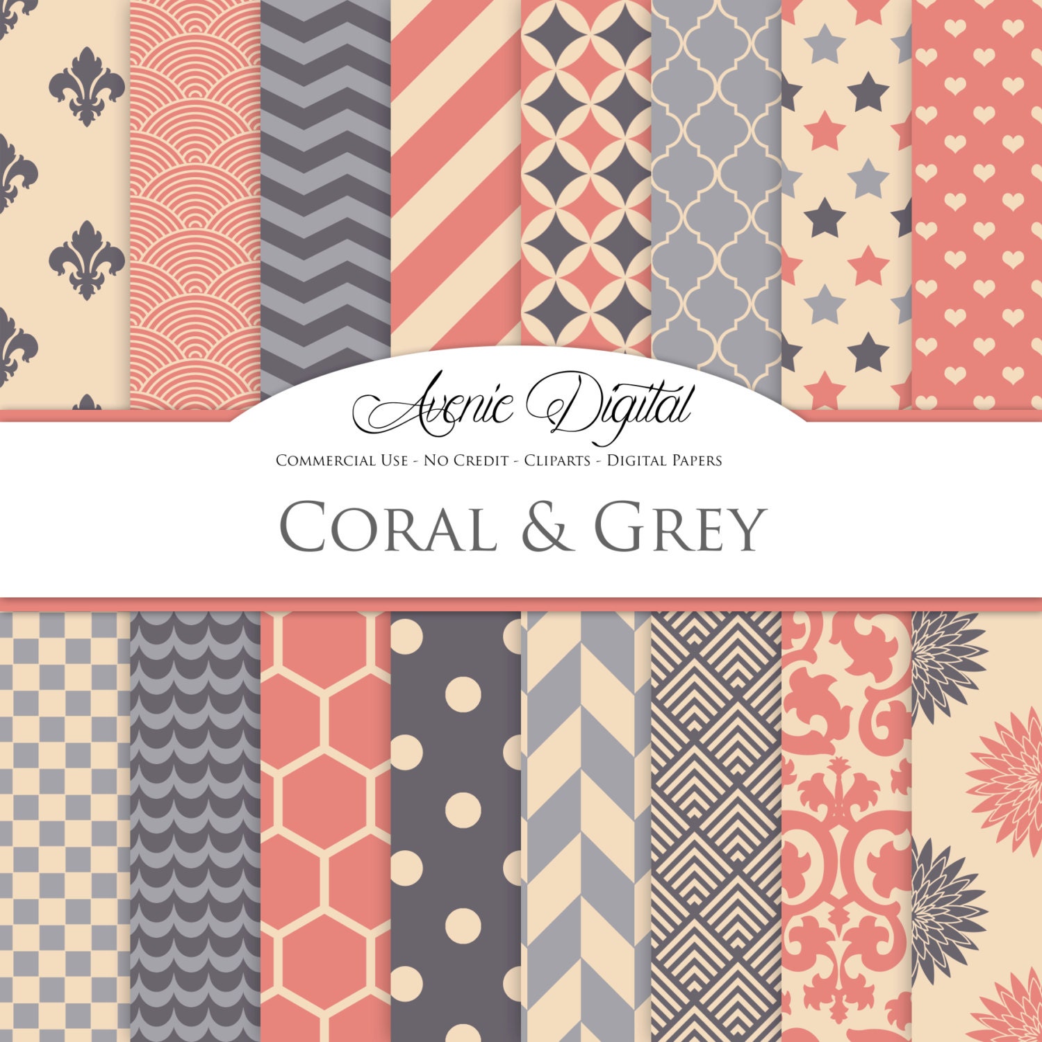 Coral And Gray Chevron Background