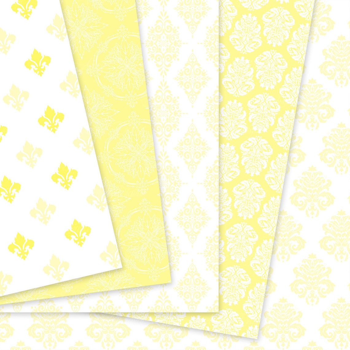 28 Yellow Damask Digital Paper. Scrapbook Backgrounds Light - Etsy