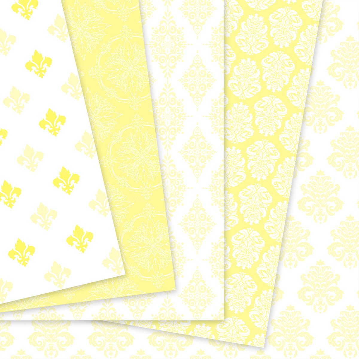 28 Yellow Damask Digital Paper. Scrapbook Backgrounds Light | Etsy