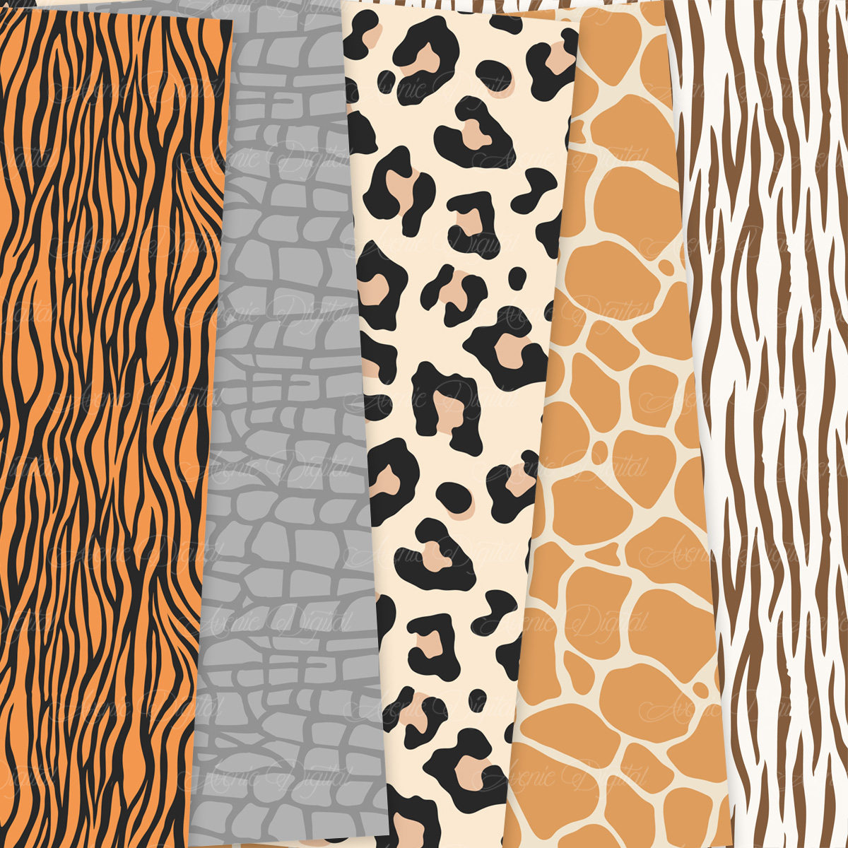 Vector Animal Prints Digital Paper Backgrounds Wild Animal | Etsy