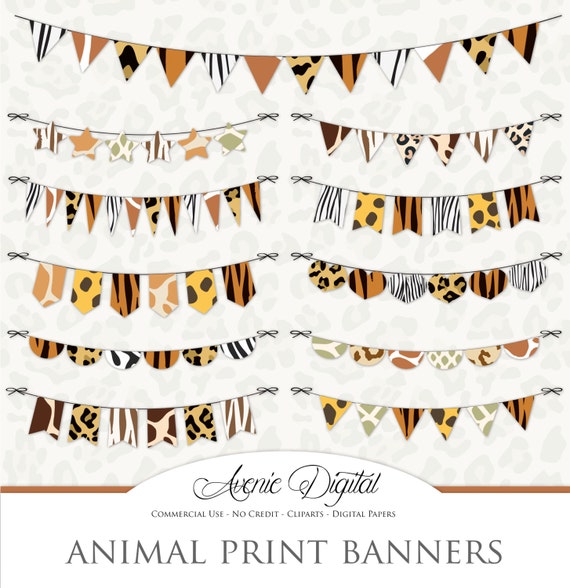 Bunting Banner Clipart. Scrapbook printables, Animal print cliparts for ...