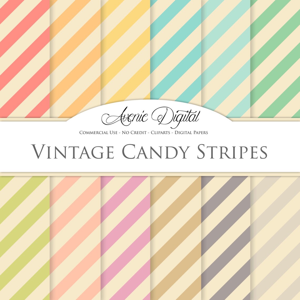 Vintage Candy Stripes Digital Paper. Scrapbook Backgrounds - Etsy UK