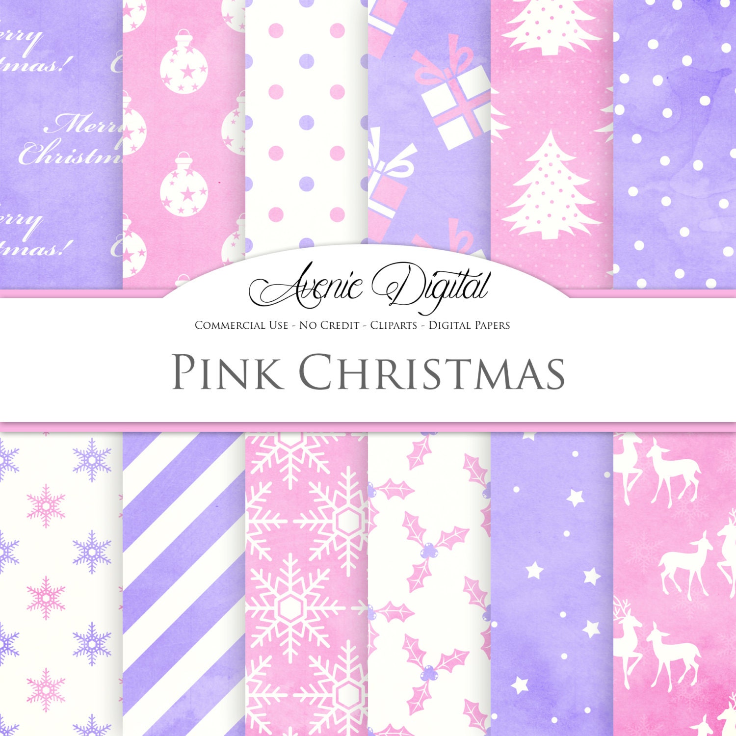 Candy Pink Shabby Christmas Digital Paper. Scrapbook - Etsy