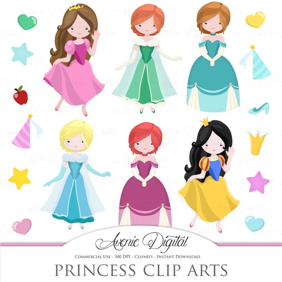 Cute Princess Clipart .Scrapbook printables Fairytale princesses set ...