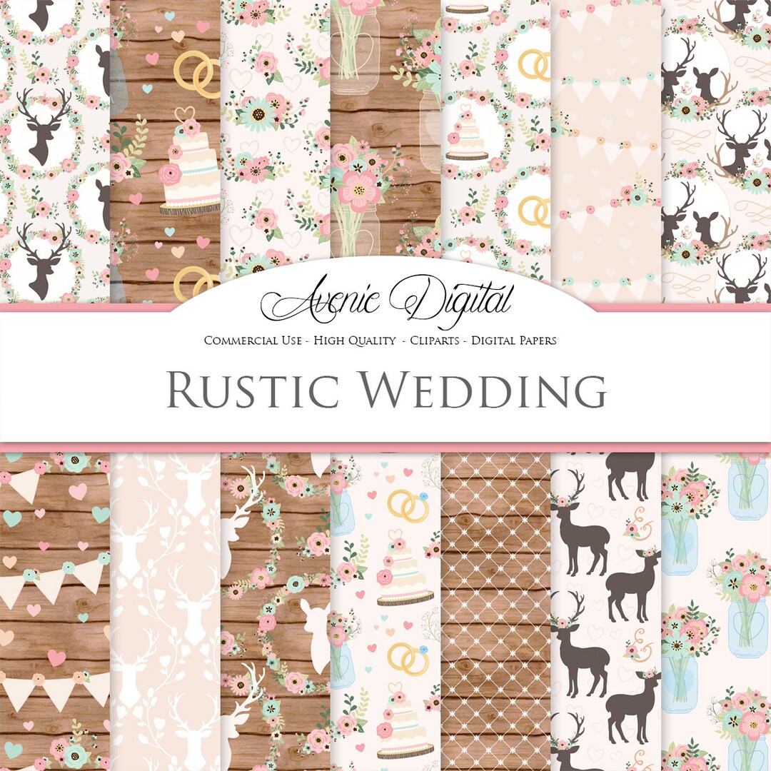 Classic Rustic Wedding Digital Paper. Scrapbook Backgrounds - Etsy