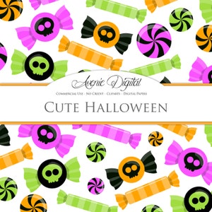 Cute Halloween Digital Paper. Scrapbook Backgrounds, Green, Purple and ...