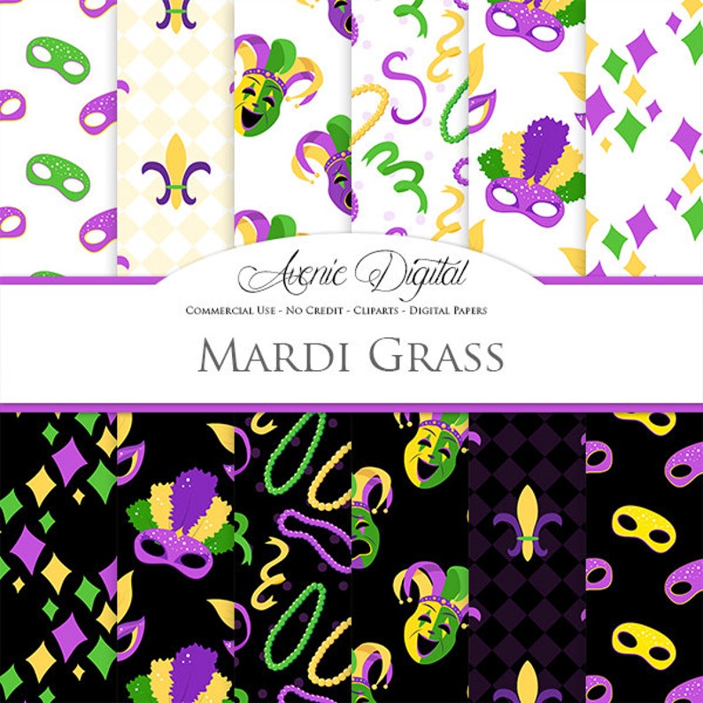 Mardi Gras Digital Paper Scrapbook Printables Carnival - Etsy